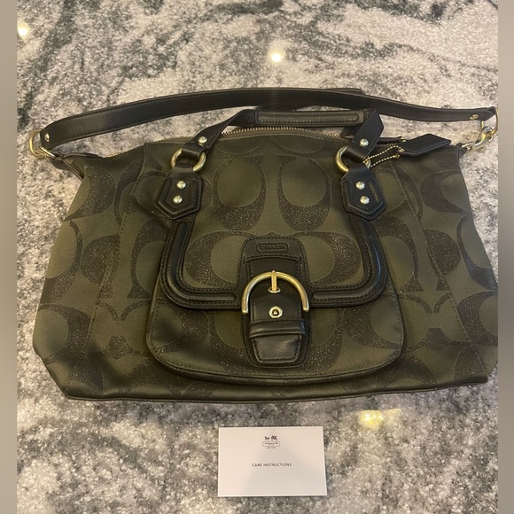 Coach | Bags | Coach Hand Bag Authentic Dark Emerald Green With Glitter ...